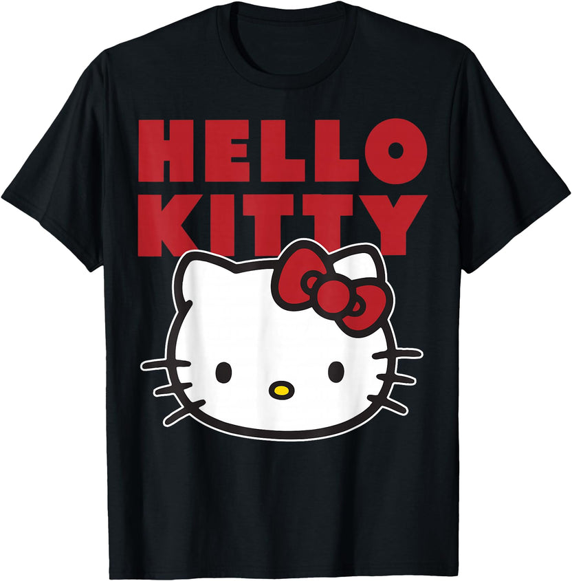 Hello Kitty Big Face Bold Red Text Logo